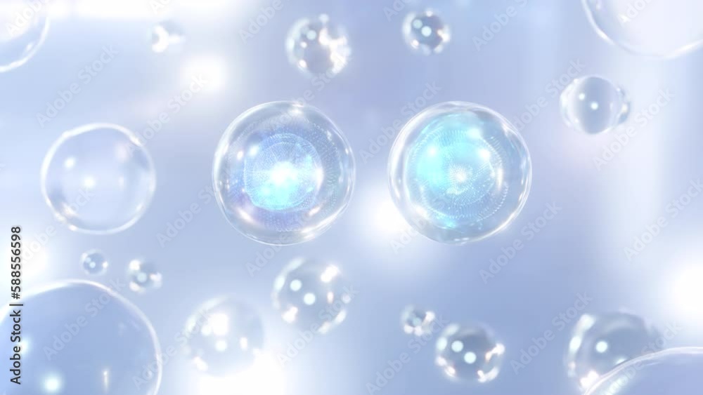 3D Animation of a vitamin and collagen skin serum on a background of ...