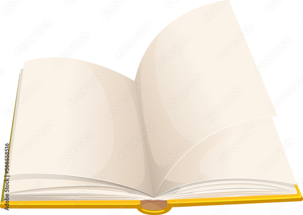 Cartoon open book with blank pages vector textbook Stock Illustration ...