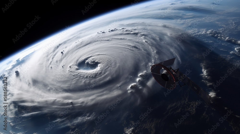 Hurricane from space. The atmospheric cyclone Generative AI Stock ...