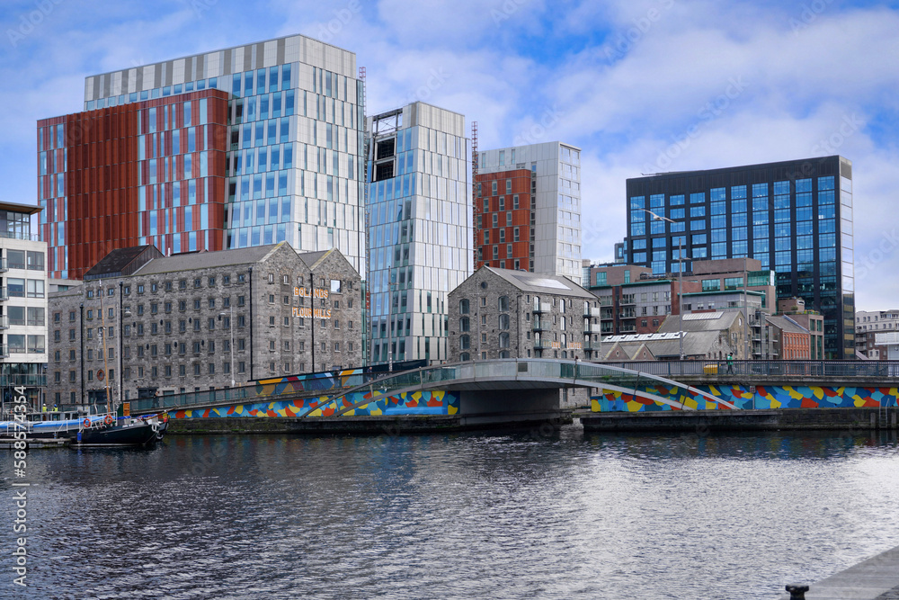 Dublin, Ireland - March 2023: Modern buildings in the high tech area ...