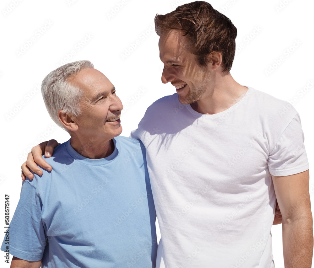 Foto De Adult Son Hugging His Old Father Do Stock Adobe Stock