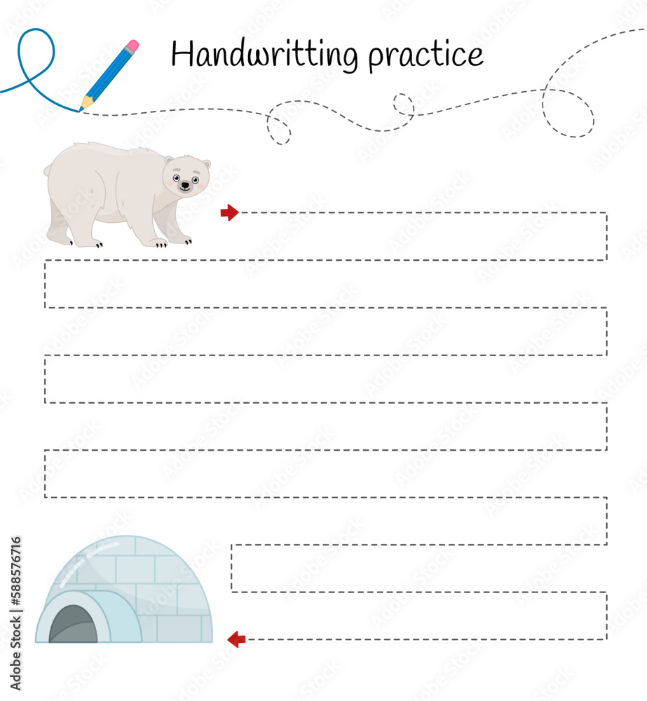 Handwriting practice sheet. Basic writing. Educational game for ...