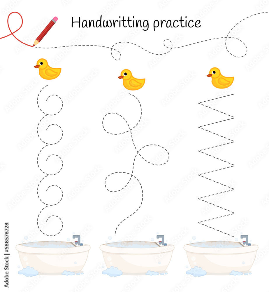 Handwriting practice sheet. Basic writing. Educational game for ...