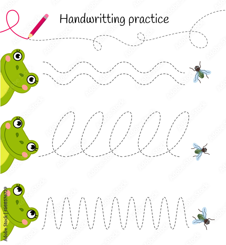 Handwriting practice sheet. Basic writing. Educational game for ...
