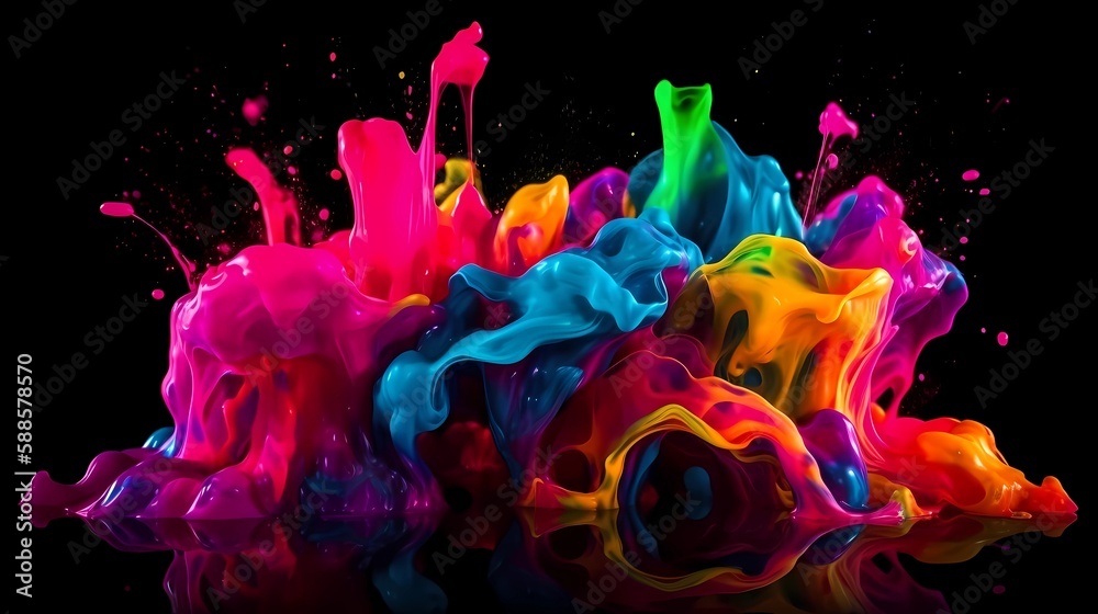 Neon Colors Fluorescent Liquid Splash Stock Illustration | Adobe Stock
