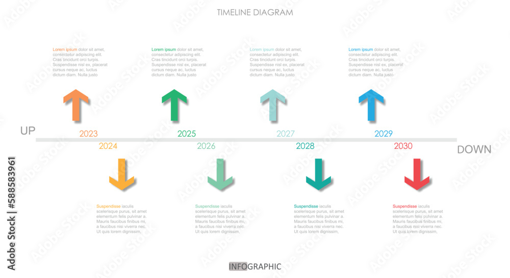 Vetor de timeline chart arrow up&dow roadmap project. diagram chart ...
