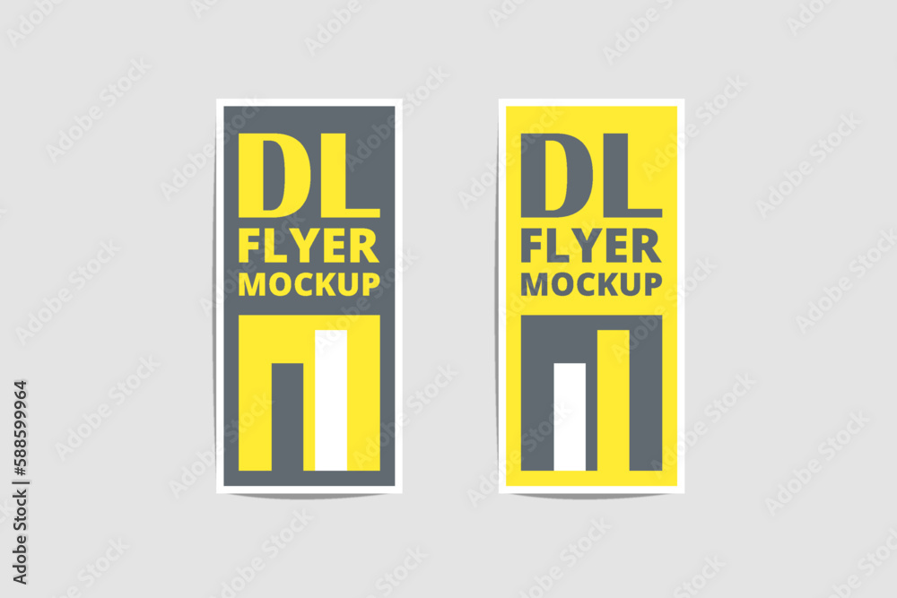 Realistic bi-fold brochure Dl flyer rack card blank paper mockup, Dl ...