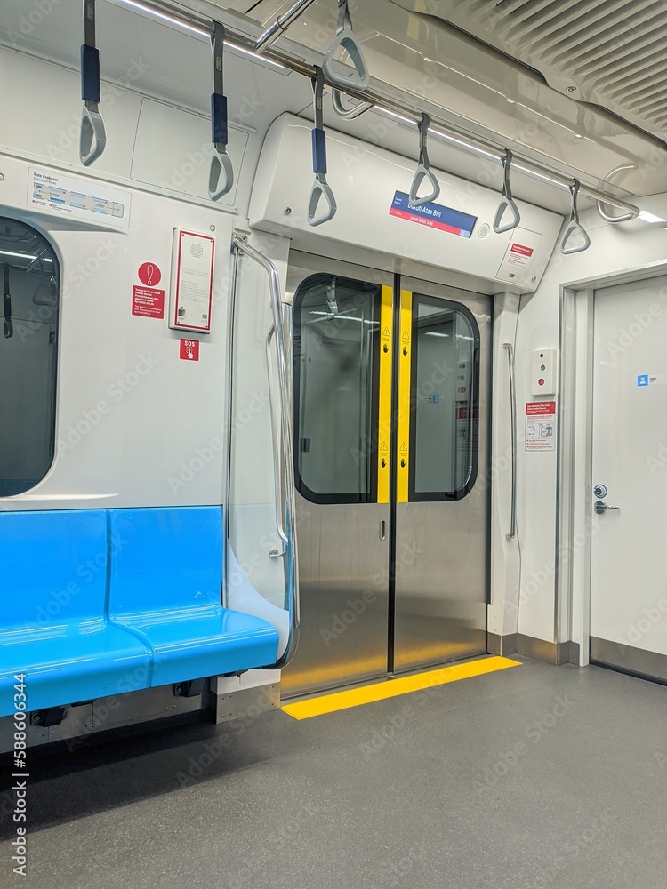 comfortable interior of Jakarta MRT train Stock Photo | Adobe Stock