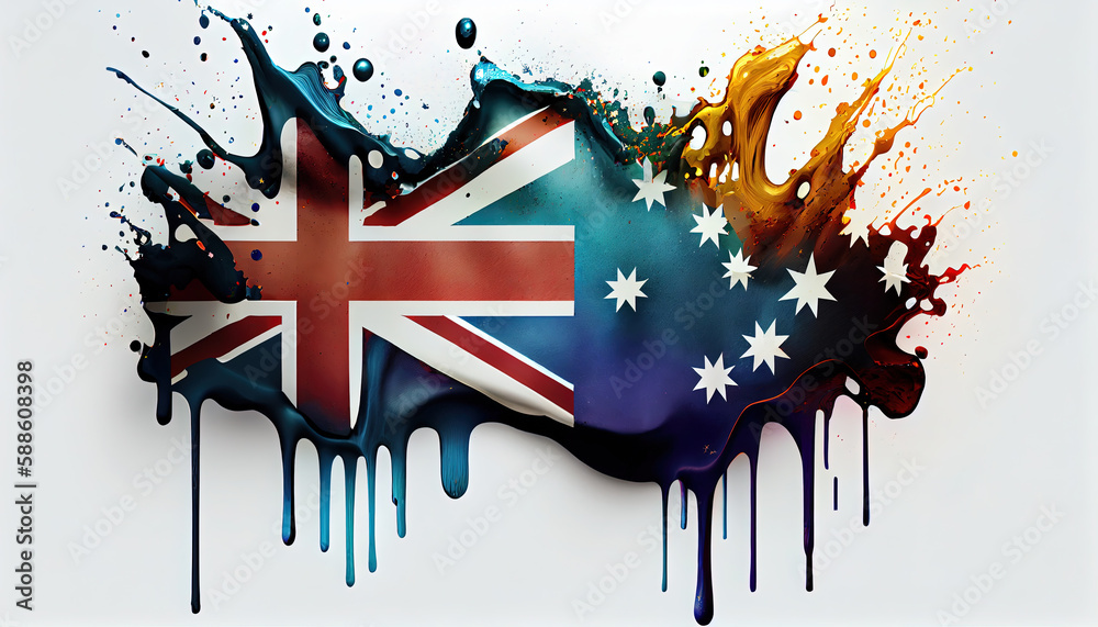 Liquid Paint Colors of Australia Flag Dripping and Explosion Abstract ...