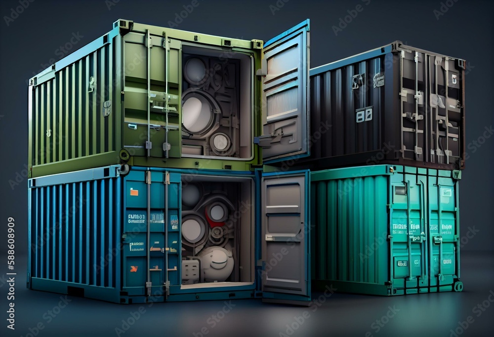 3D design of cargo containers for storage transportation illustration ...