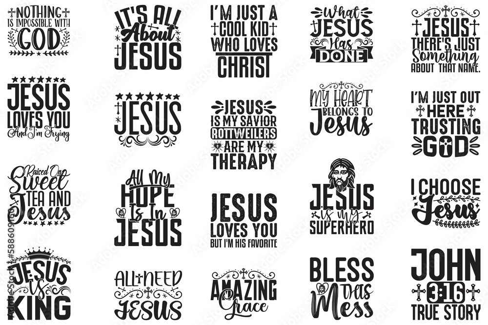 Jesus Christian SVG And T-shirt Design Bundle, Jesus Christian SVG ...