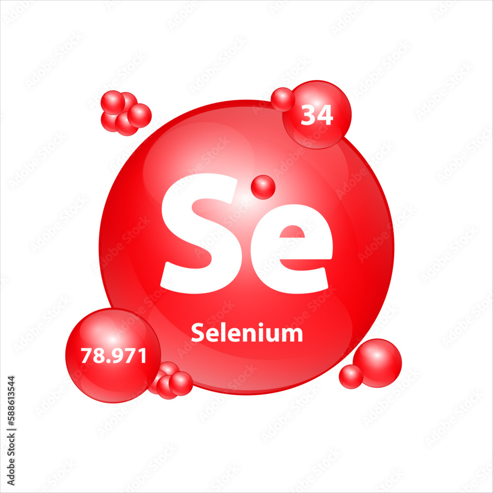 Selenium (Se) icon structure chemical element round shape circle red ...