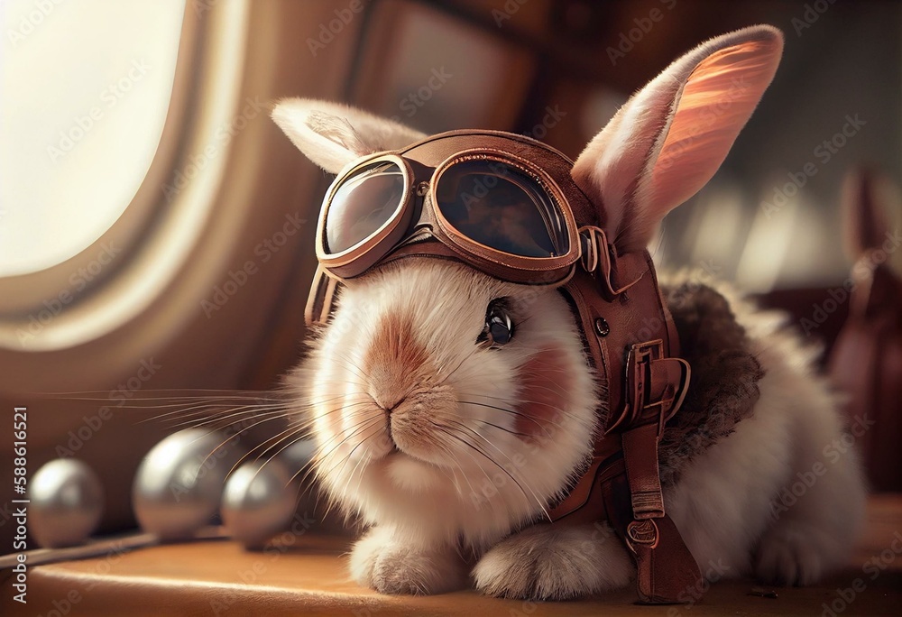 ภาพประกอบสต็อก White bunny is small and fluffy with long ears that perk ...