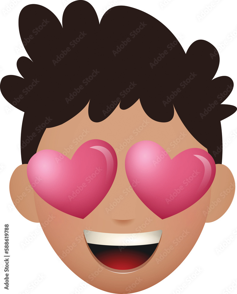 Cartoon boy with heart eyes emoji icon Stock Illustration | Adobe Stock