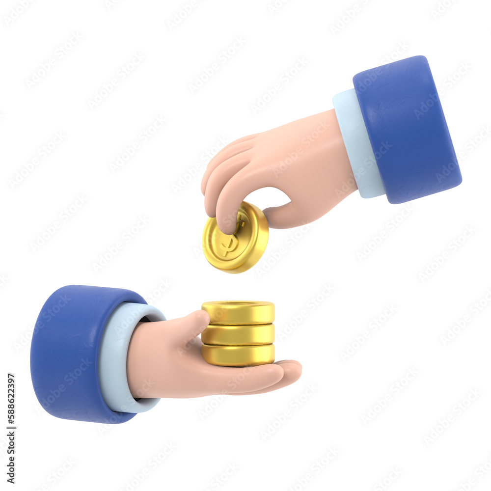 Transparent Backgrounds Mock-up.3d Icon black hand giving coins. Money ...