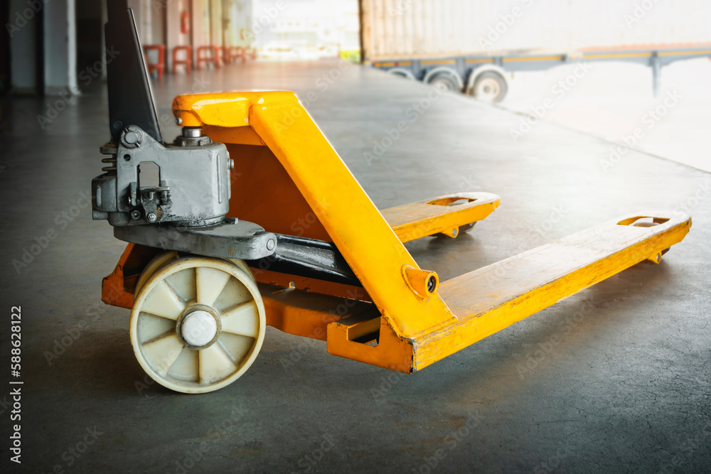 Hand Pallet Truck or Manaul Hand Lift. Pallet Jack Loader. Stock ...
