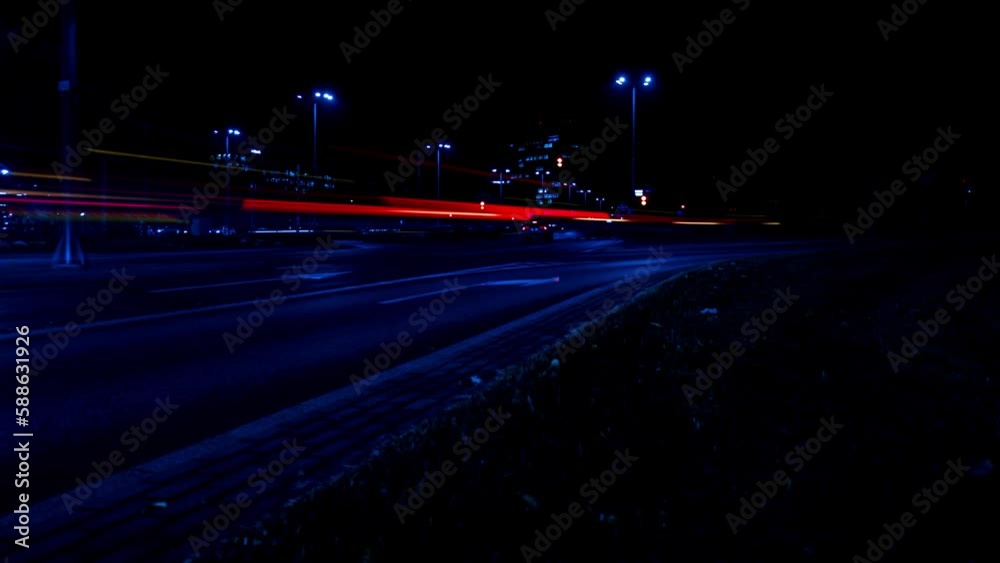 Transportation Abstract Traffic Lights Moving Time lapse. Red and blue ...