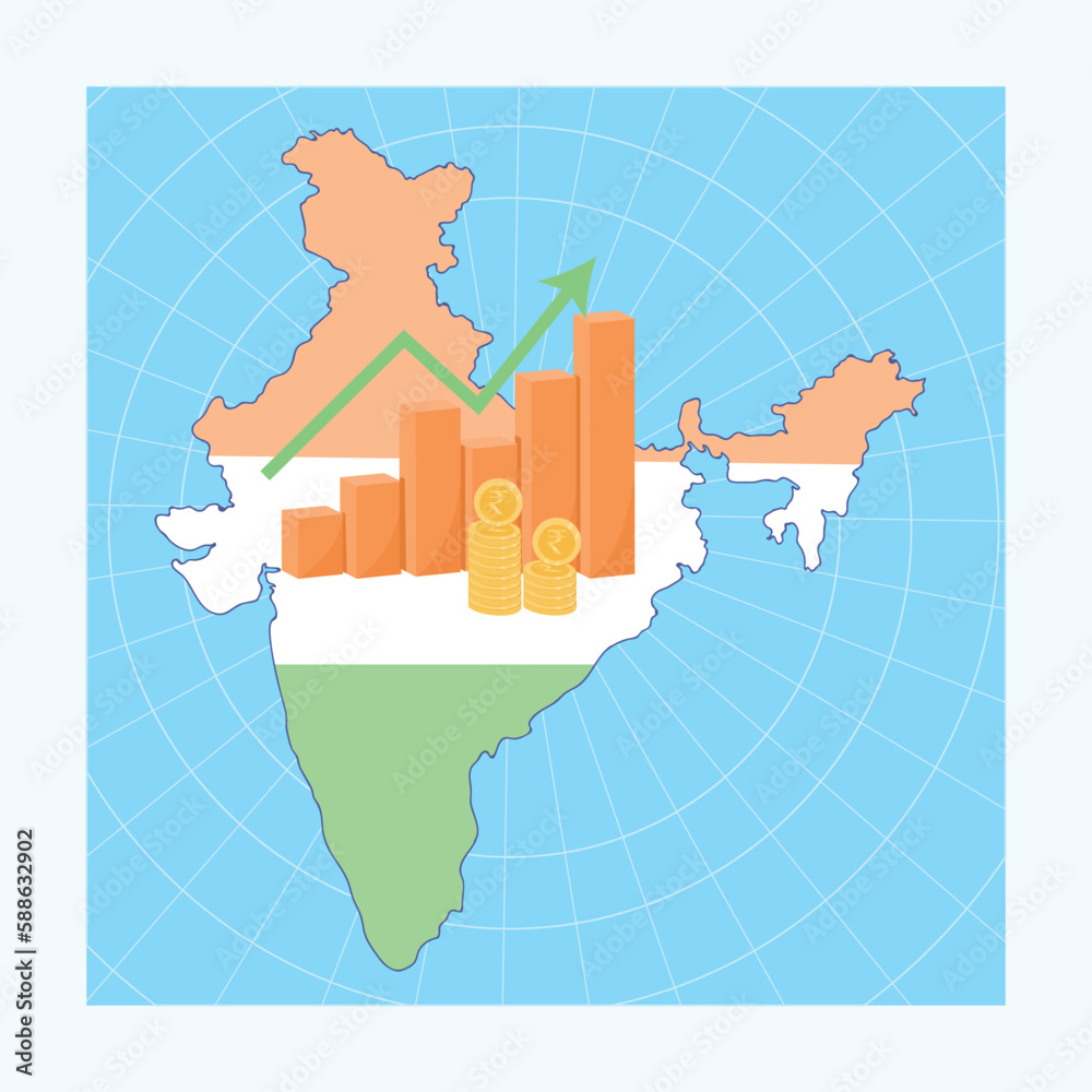 Indian Stock Market Growth Illustration Increasing Arrow and Set of ...