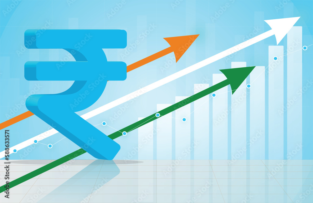 Indian Rupee Currency Growth Illustration with Arrows Going Upwards ...