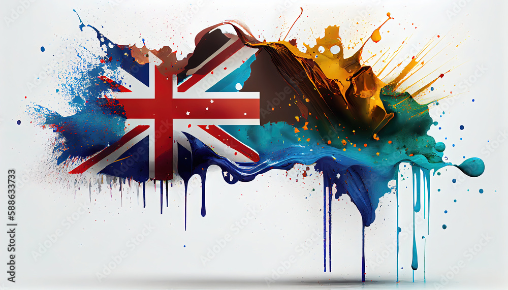 Liquid Paint Colors of Australia Flag Dripping and Explosion Abstract ...