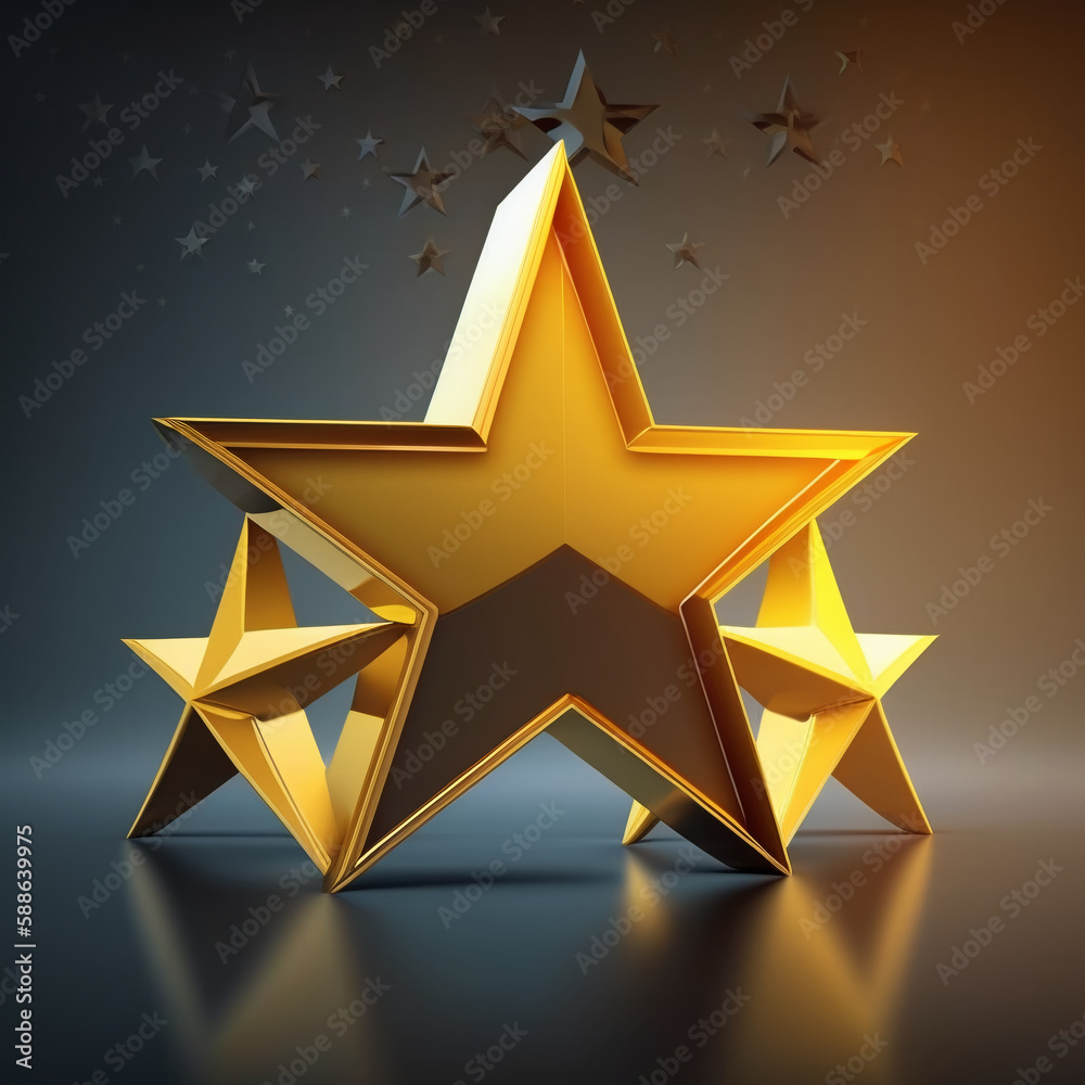 gold star rating review isolated on best quality 3d background with ...