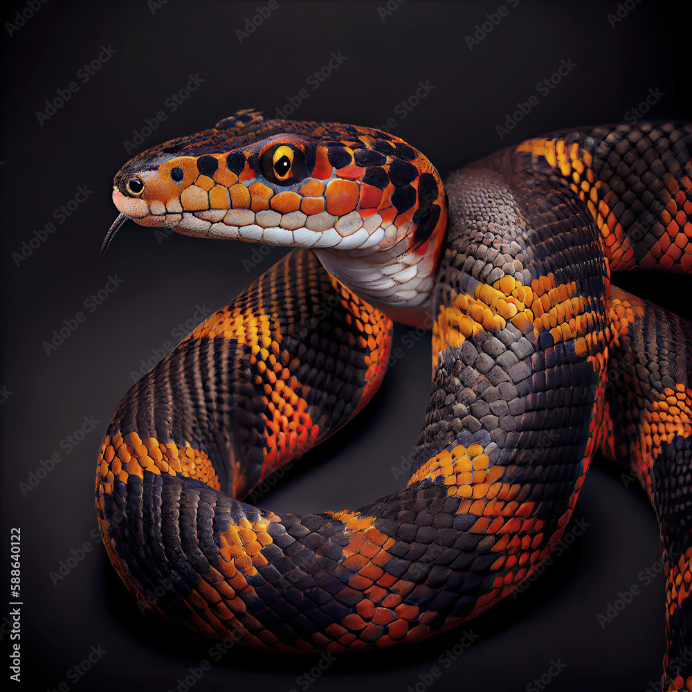 Eastern Coral Snake as studio animal portrait (Generative AI) Stock ...
