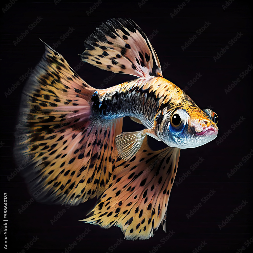 Guppy fish as studio animal portrait (Generative AI) Stock Illustration ...