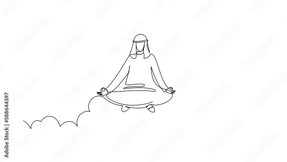 Animated self drawing of continuous line draw Arabian businessman ...