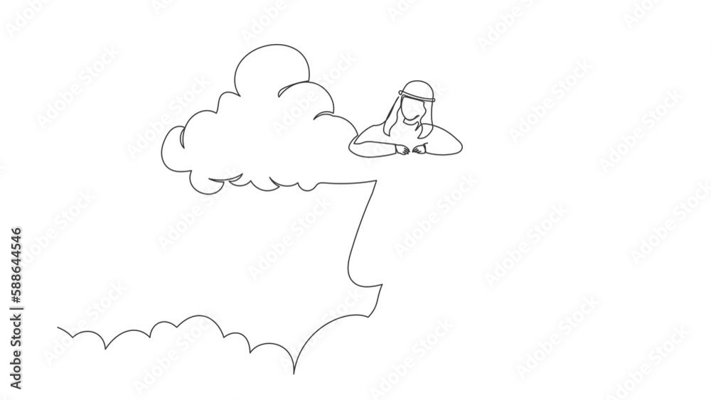 Vidéo Stock Animated self drawing of continuous line draw relaxing Arab ...