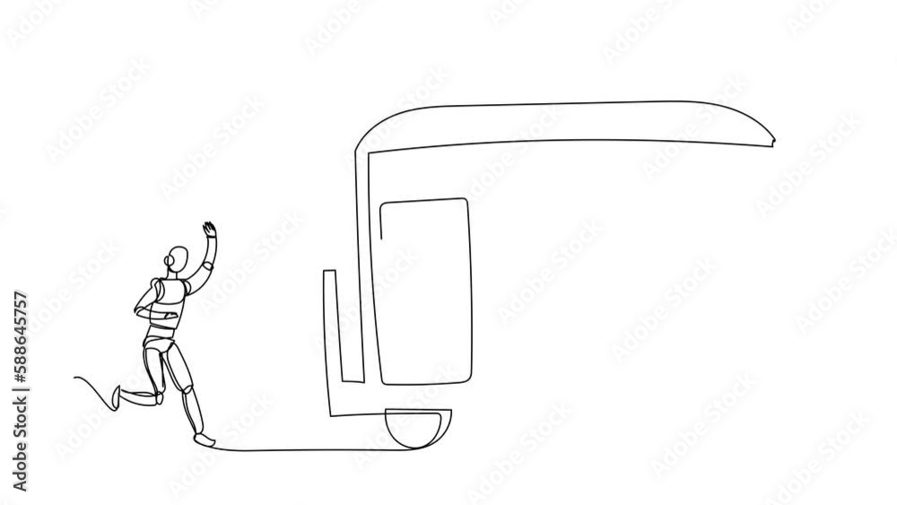 Vidéo Stock Animated self drawing of continuous line draw robot run ...