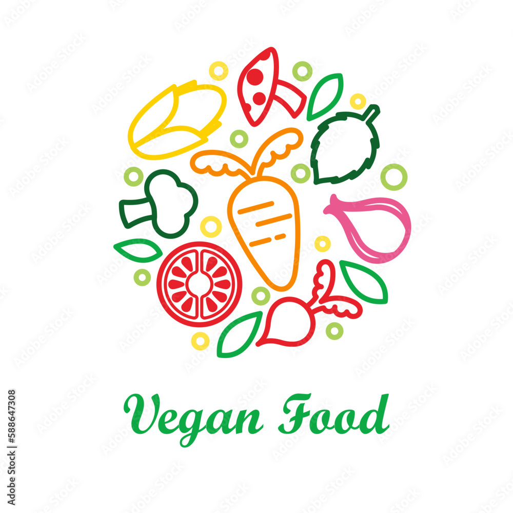 Healthy Food Logo Vector Illustration Template Stock Vector | Adobe Stock