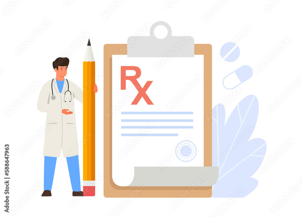Rx medical prescription. Healthcare and pharmacy concept. Doctor with ...