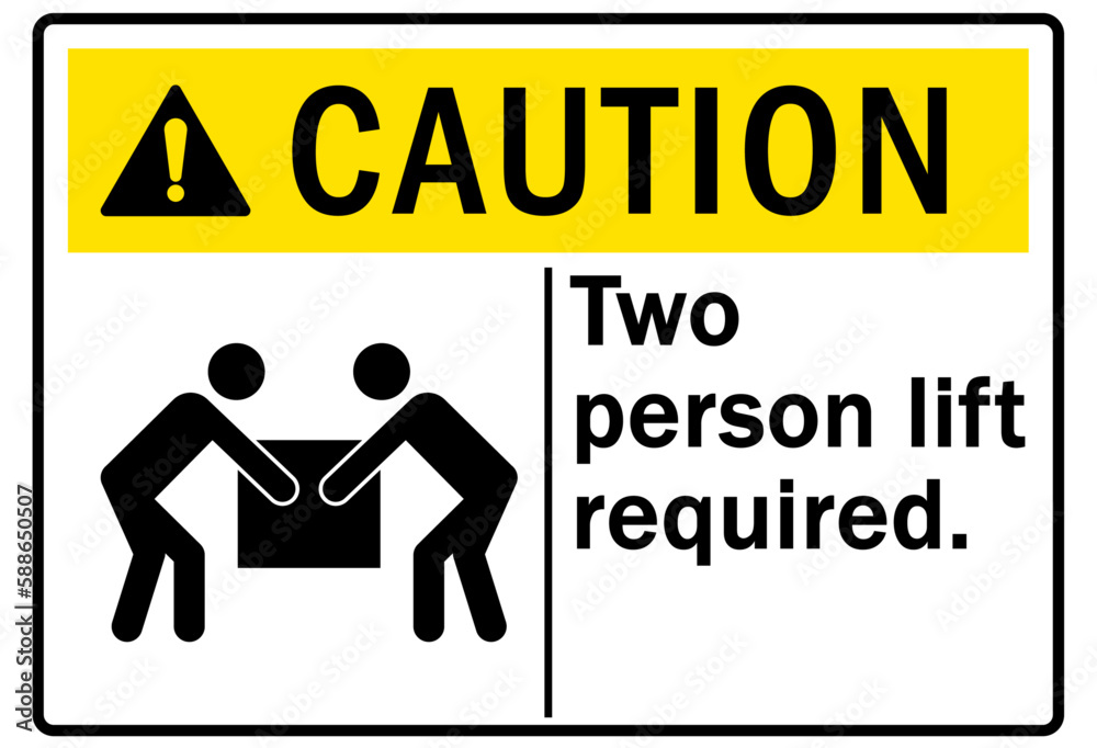 Lifting safety sign and labels two person lift required Stock Vector ...