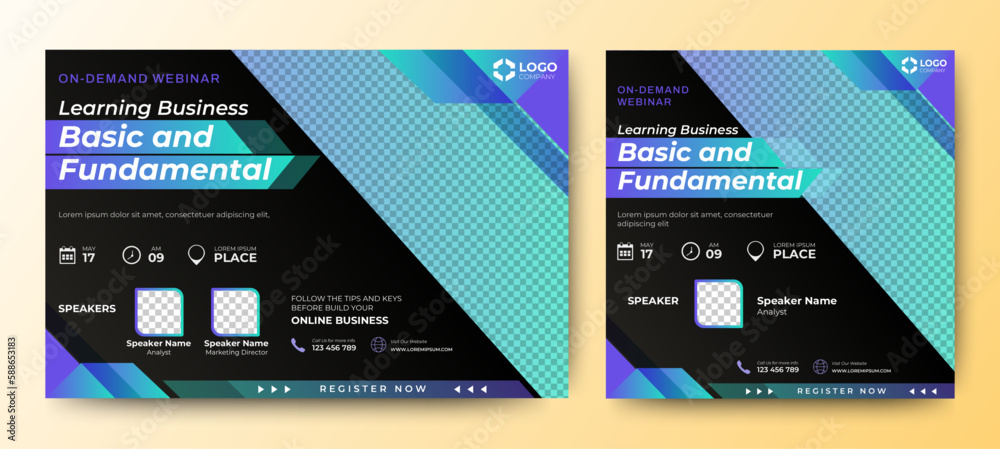 Invitation web banner to the online conference. Business webinar ...