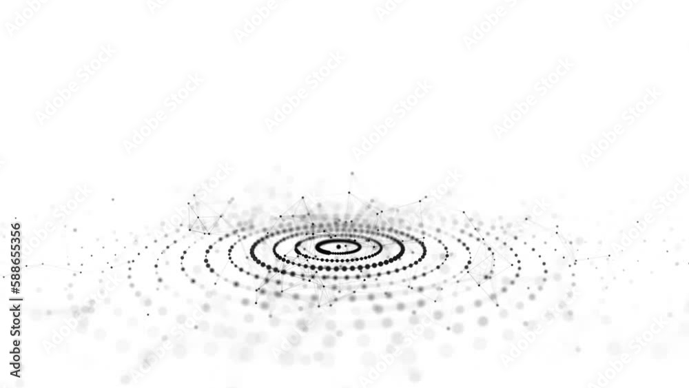 Vidéo Stock Futuristic of circular flow of particles on white ...