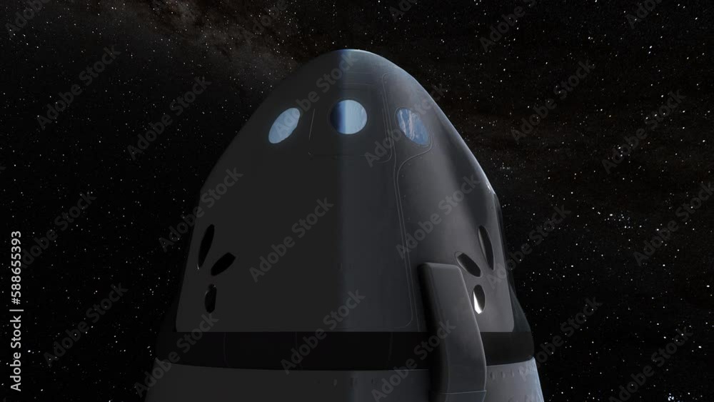 Commercial Spacecraft Capsule Static Action Camera Style as it Rotates ...