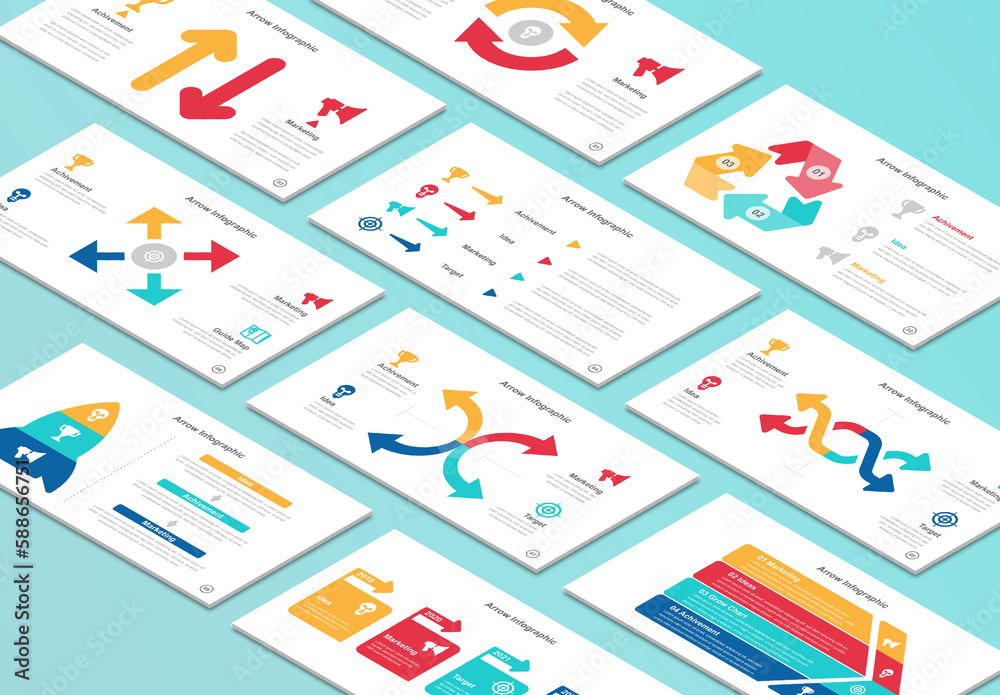 Colorful Arrow Infographic Presentation Layout Stock Template | Adobe Stock