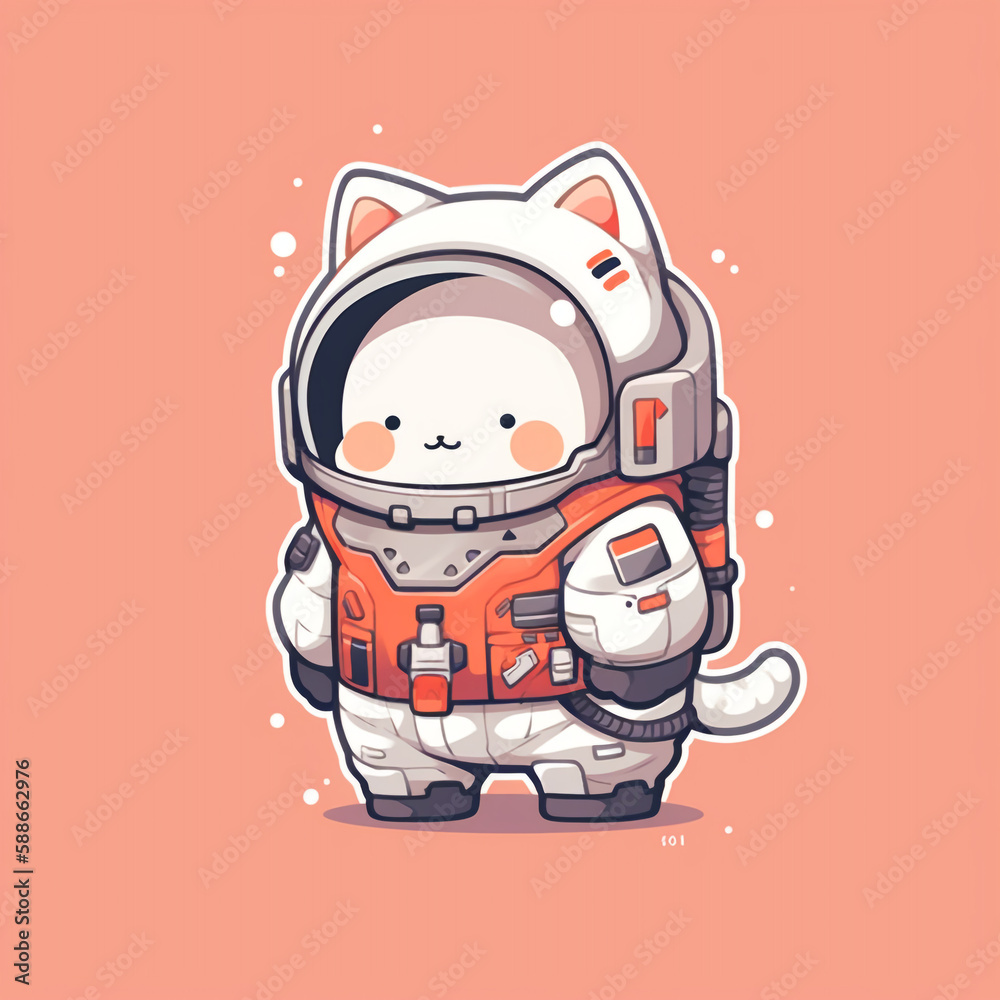 An ai generated cute fatty british shorthair cat in a space suit with ...
