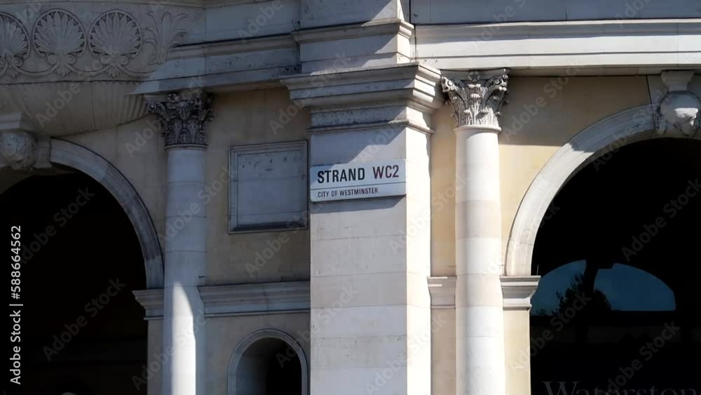 Strand Street sign in a wall at City of Westminster, Trafalgar Square ...