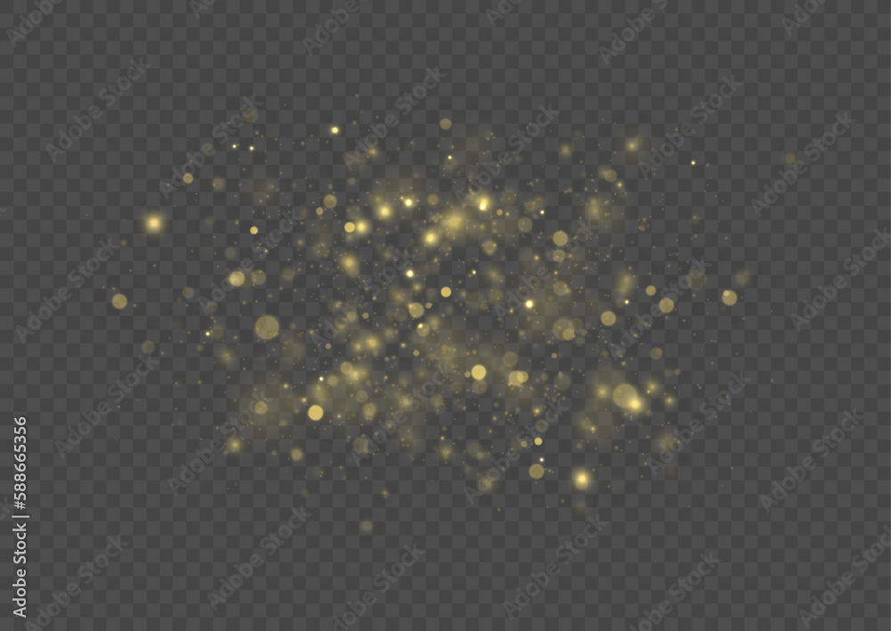 Gold particles abstract background with shining golden Floating Dust Particles Flare Bokeh star ...