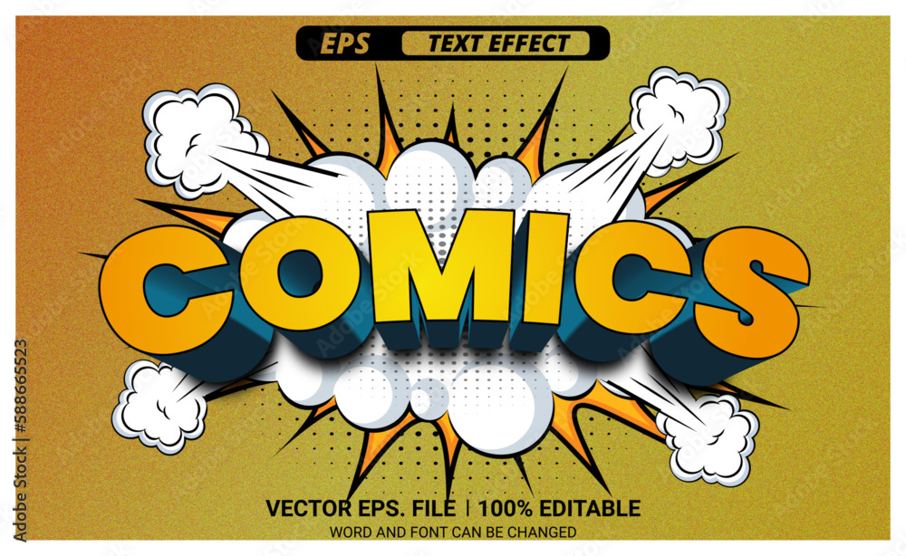 Comic 3d editable text effect book cover vector Stock Vector | Adobe Stock