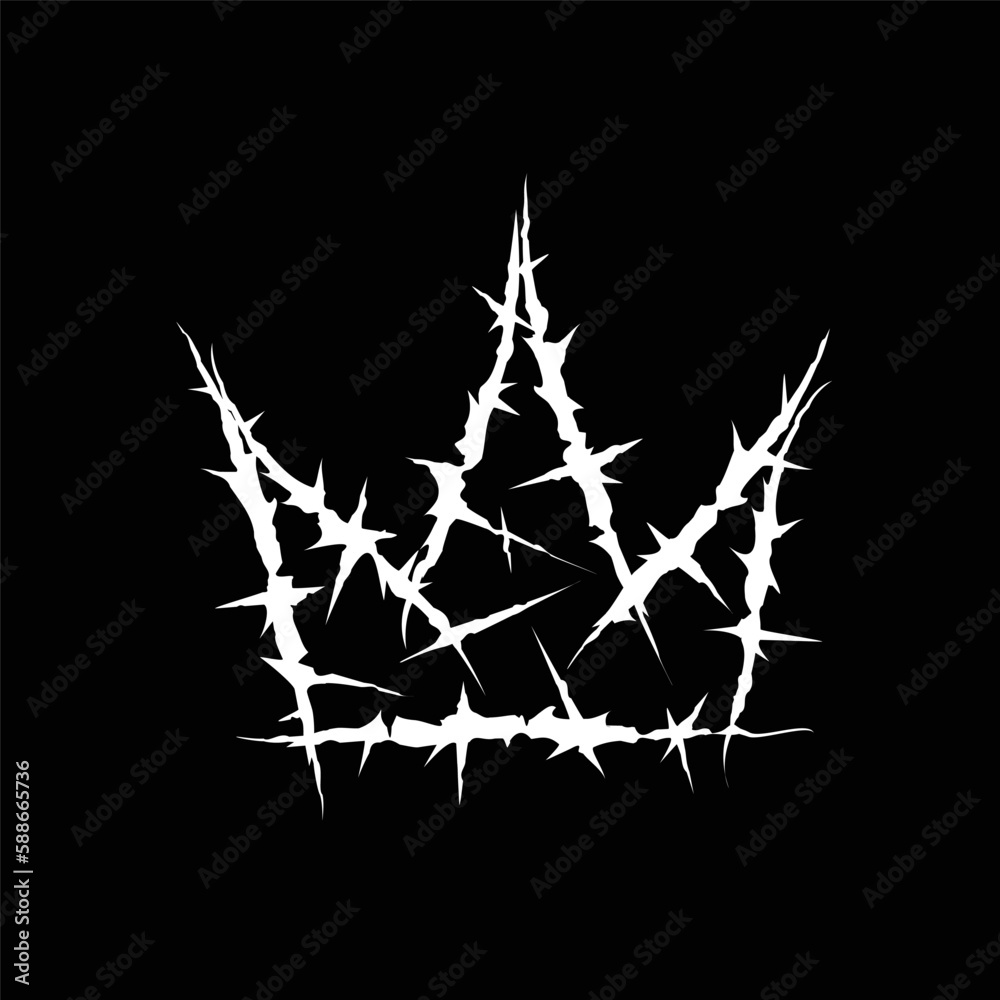 Vetor de Grunge style Gothic Punk Crown. Doodle style Gothic Crown Dark ...