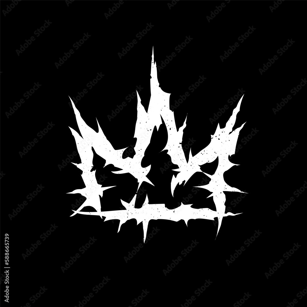Grunge style Gothic Punk Crown. Doodle style Gohtic Crown and Dark ...