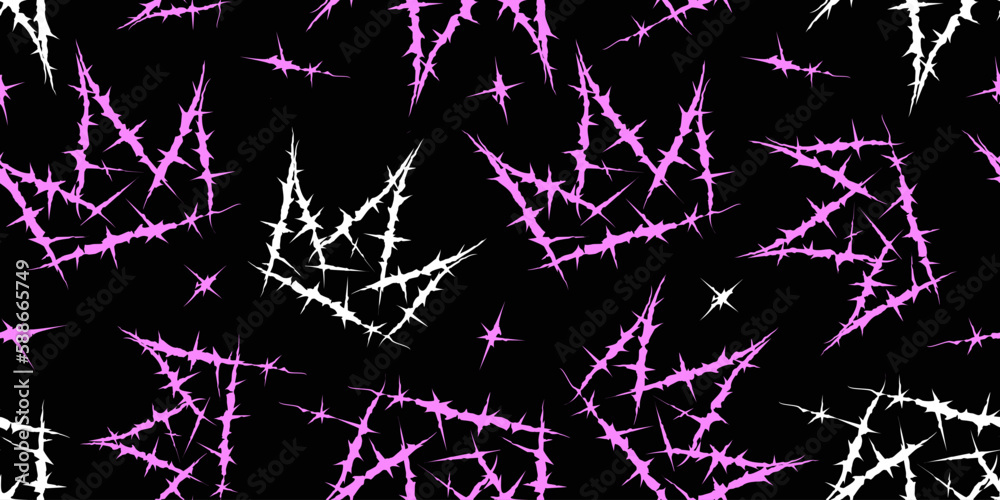 Gothic Punk Crowns fashion sseamless pattern. Grunge style Crowns Black ...