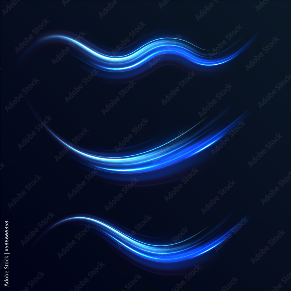 Light line neon swirl effect. Vector glitter light fire flare trace ...