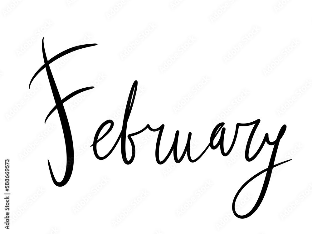 simple design element winter month february black letters lettering ...