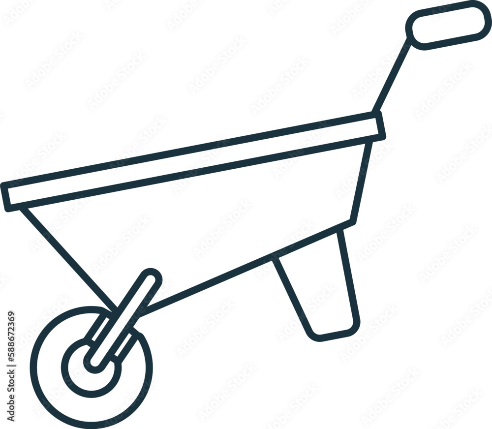 Wheelbarrow line icon. Monochrome simple Wheelbarrow outline icon for ...