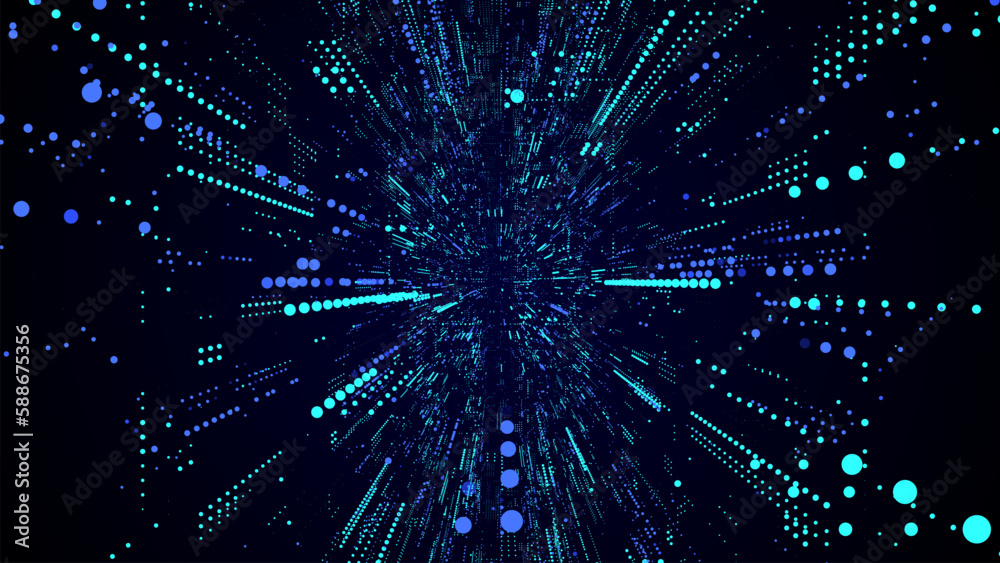 Vetor de Vector abstract sci-fi tunnel. Digital database cyberspace. Decoding algorithms hacked ...