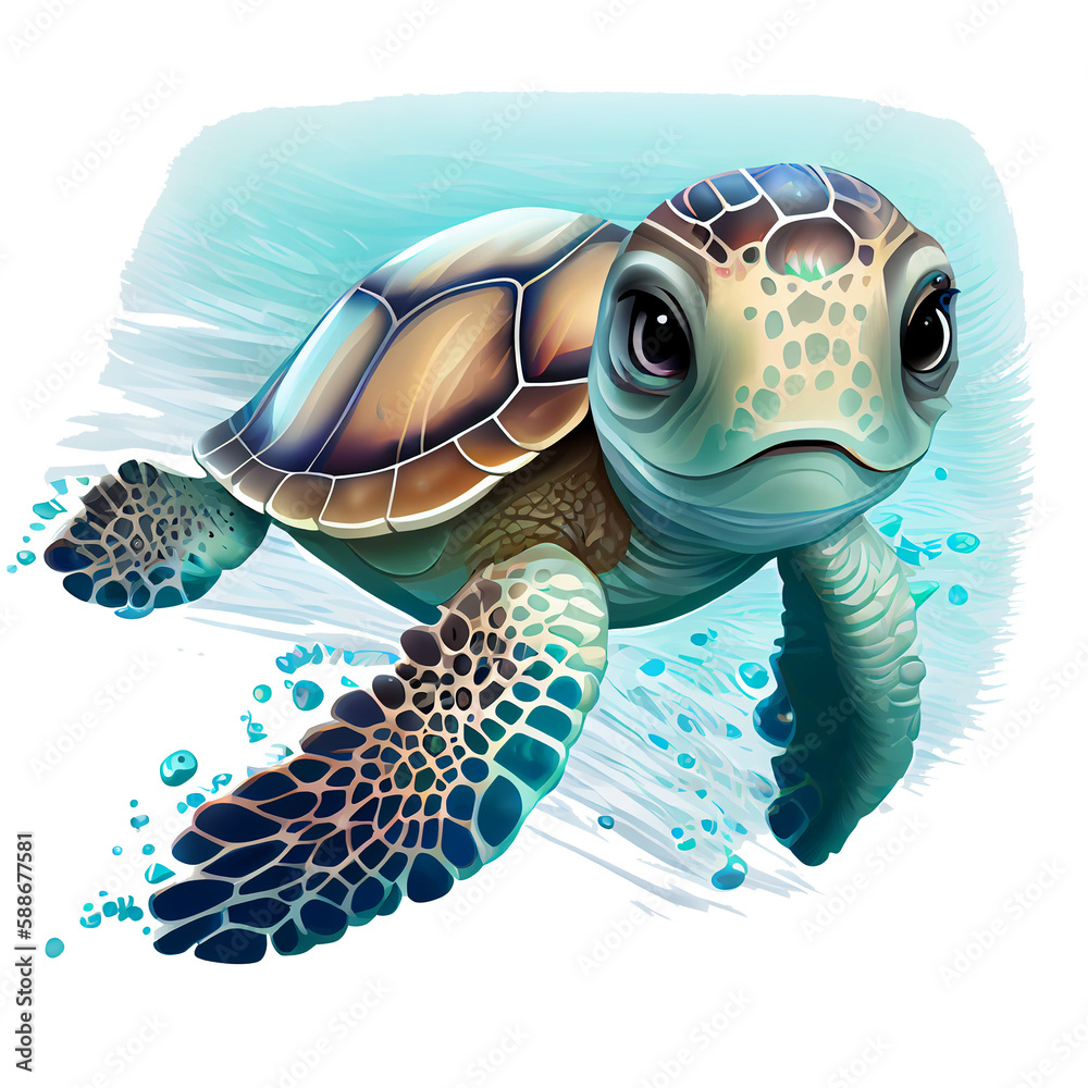 Colorful Ocean Turtle clipart, Ocean Turtle on Transparent background ...