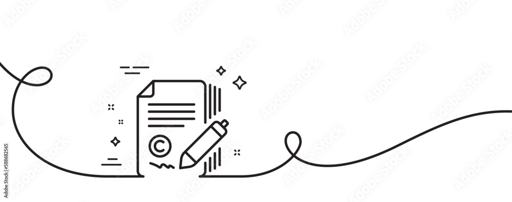 Copywriting line icon. Continuous one line with curl. Copyright ...